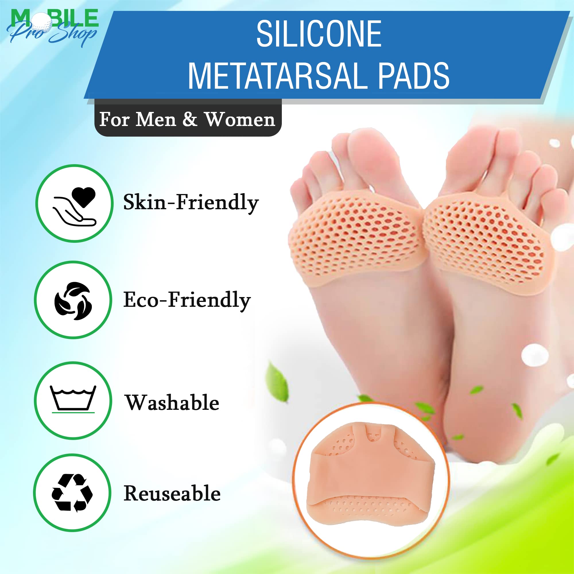 Snapklik.com : Gel Metatarsal Pads Men Women Forefoot Pad Insoles Pain ...