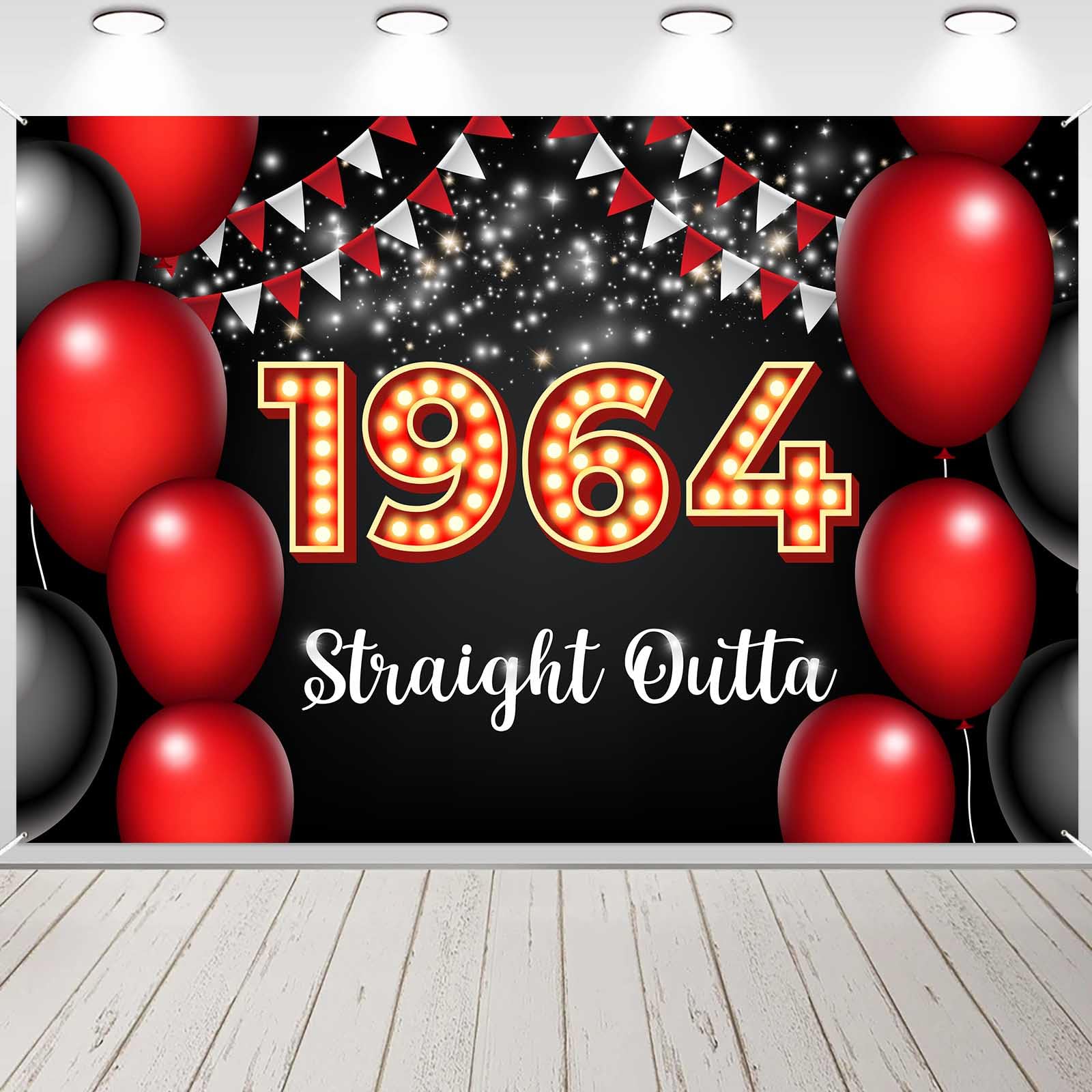 Amazon.com: Happy 60th Birthday Red and Black Banner Backdrop Cheers to ...