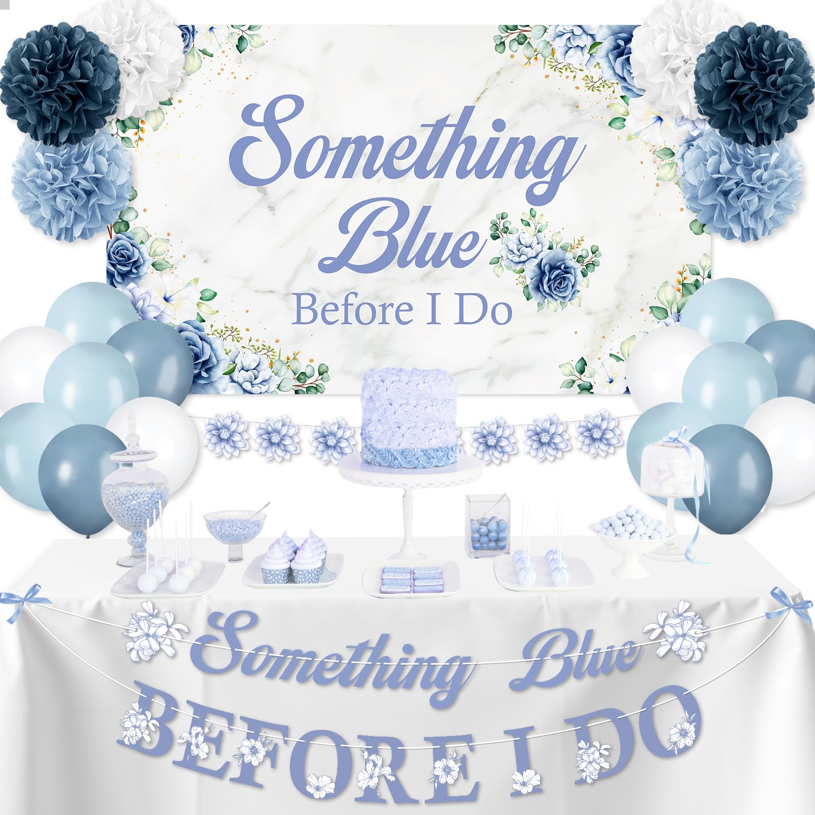 Amazon.com: 23pcs Blue Bridal Shower Decorations Something Blue Before ...
