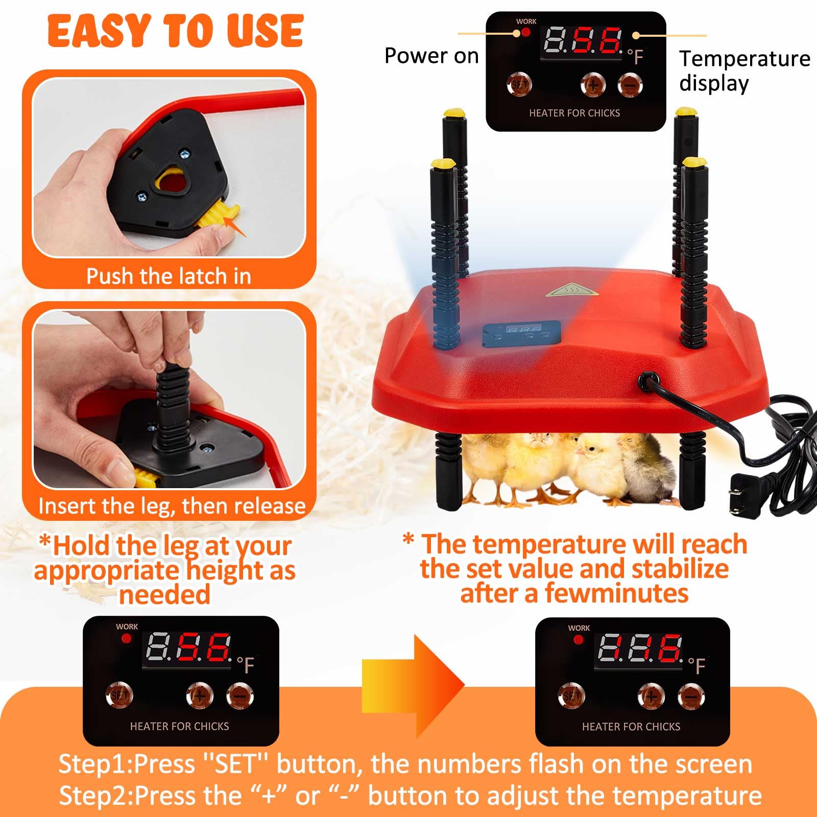 Snapklik.com : Tujoe 3 Pcs Chick Brooder Heating Plate Chick Feeder And ...