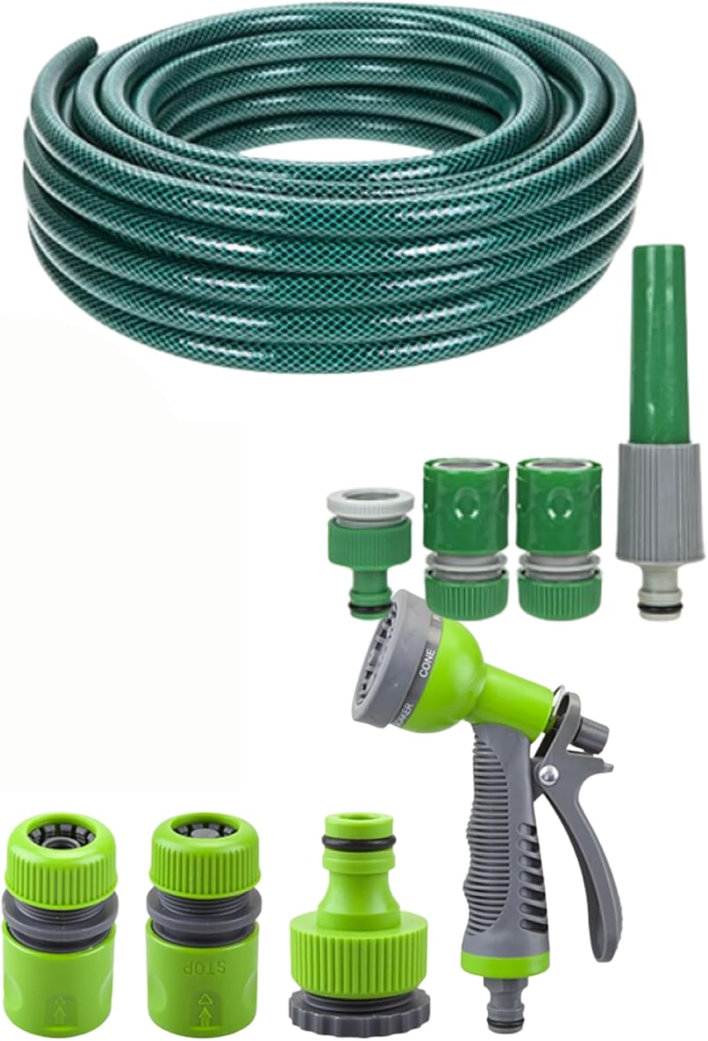 Reinforced Garden Hose - 15m Hose with 4 Piece Nozzle Set and ...