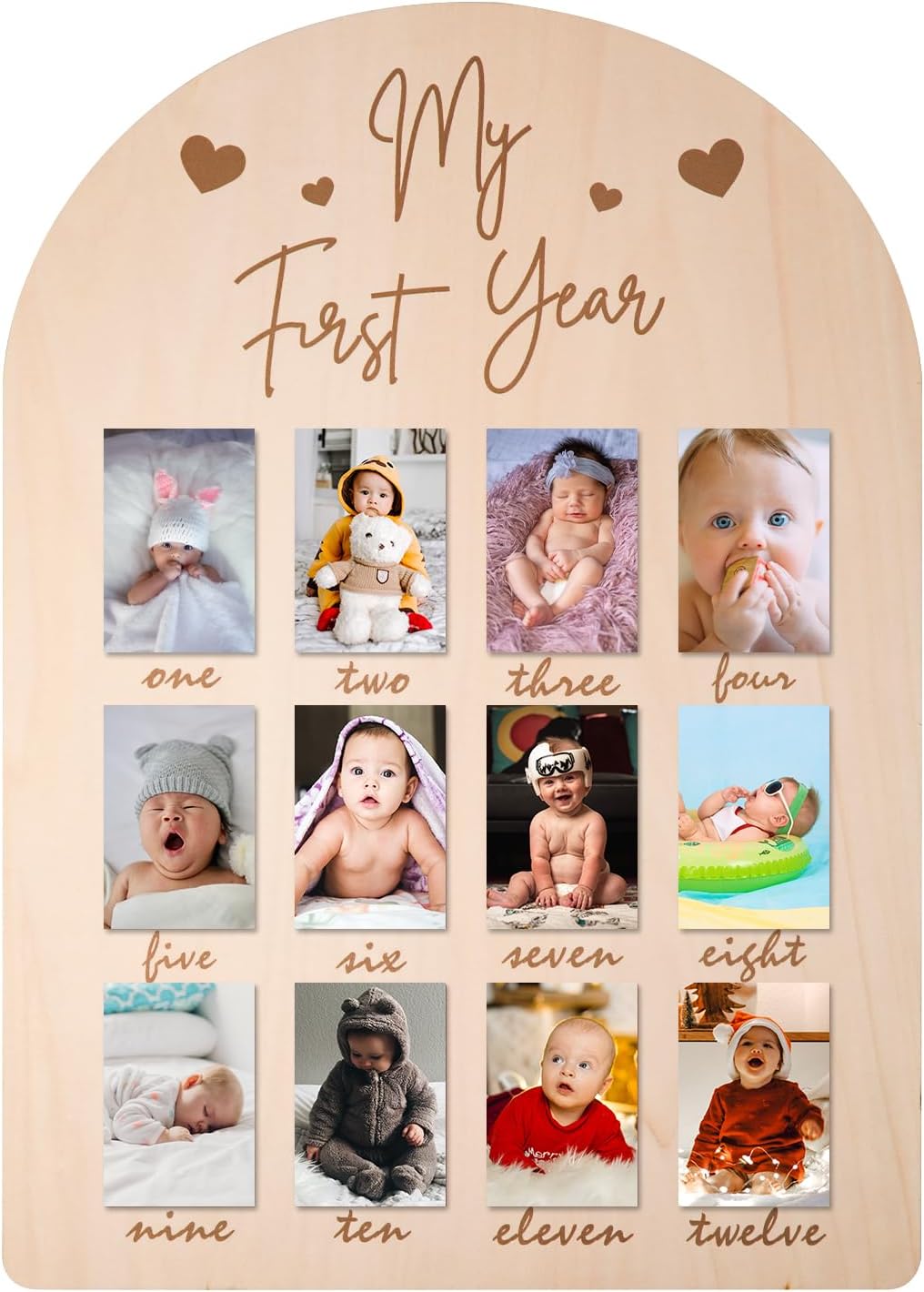 Amazon.com : PEUTIER Baby Picture Frame, My First Year Photo Display ...