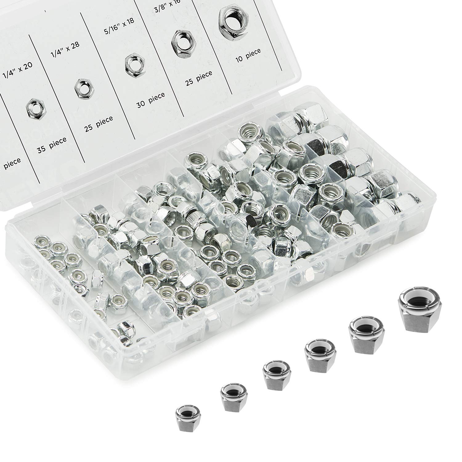 Snapklik.com : NEIKO 50432A Hex Nut Assortment Set150 Pc Nylon Locking ...