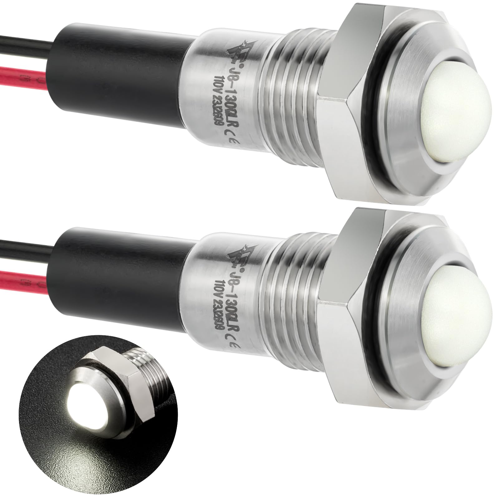 Amazon.com: Mini Indicator Light 8mm 0.31" Waterproof Domed Sphere High ...