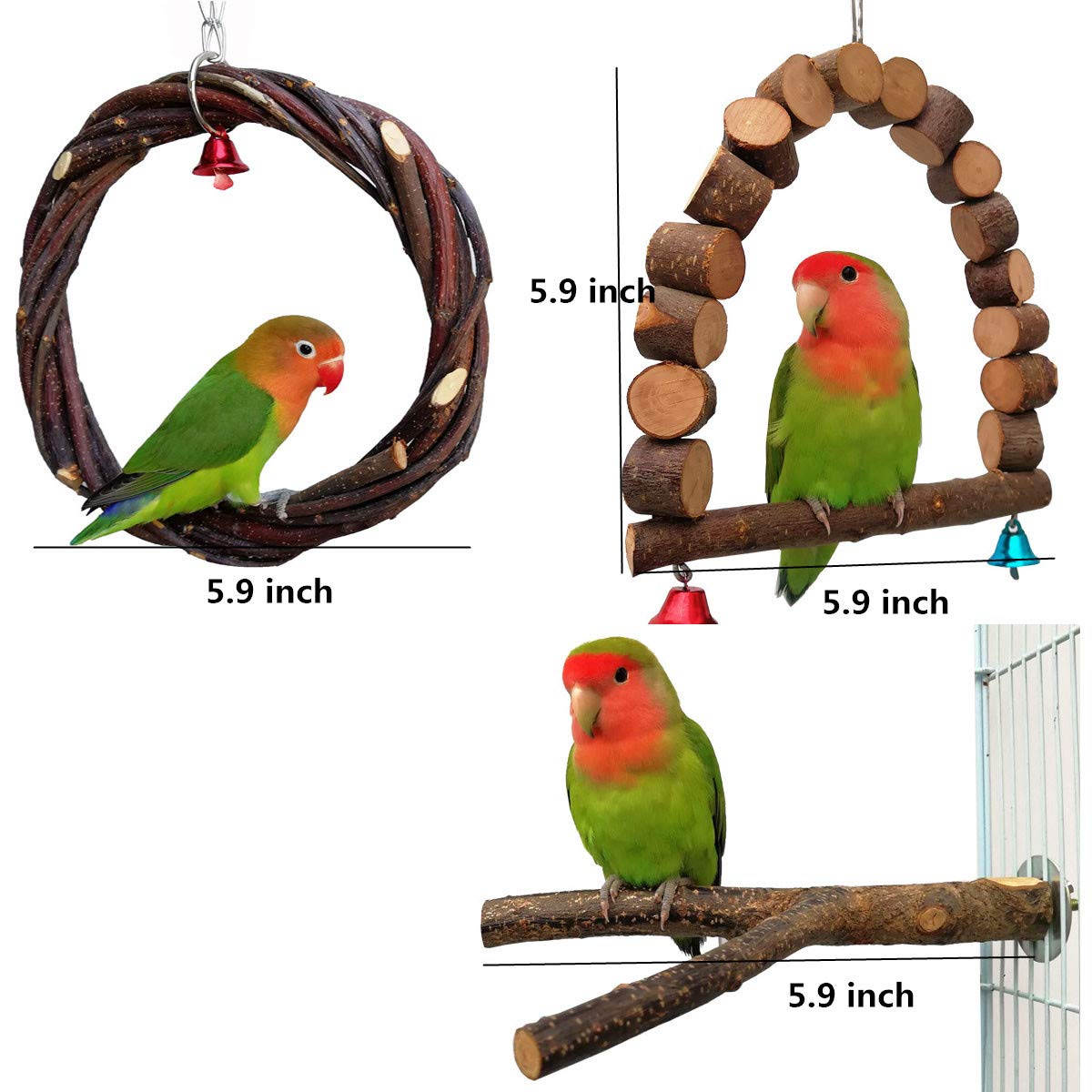 Snapklik.com : Alfyng 6 Pack Parrots Bird Chewing Swing Toys, Parrot ...