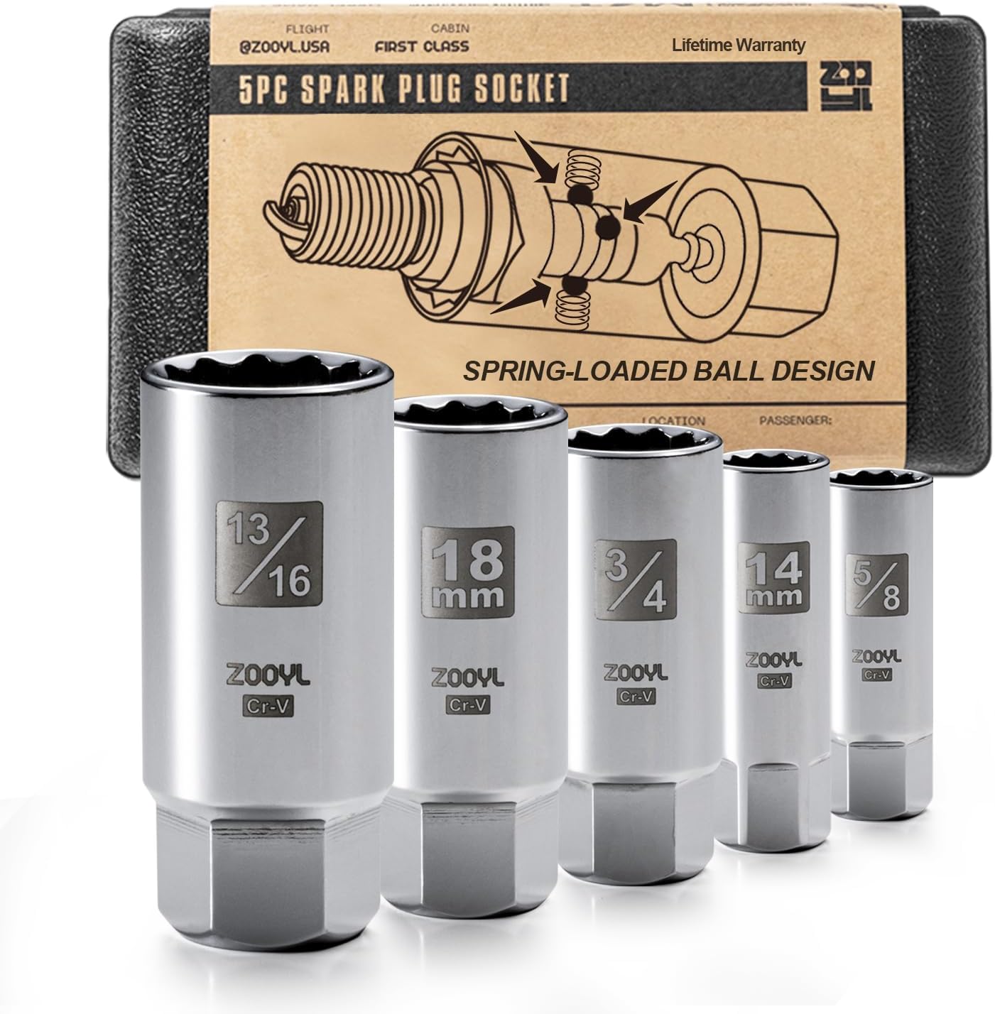 Amazon.com: ZOOYL 3/8 Inch Drive 5PC Spark Plug Socket Set – Innovative ...