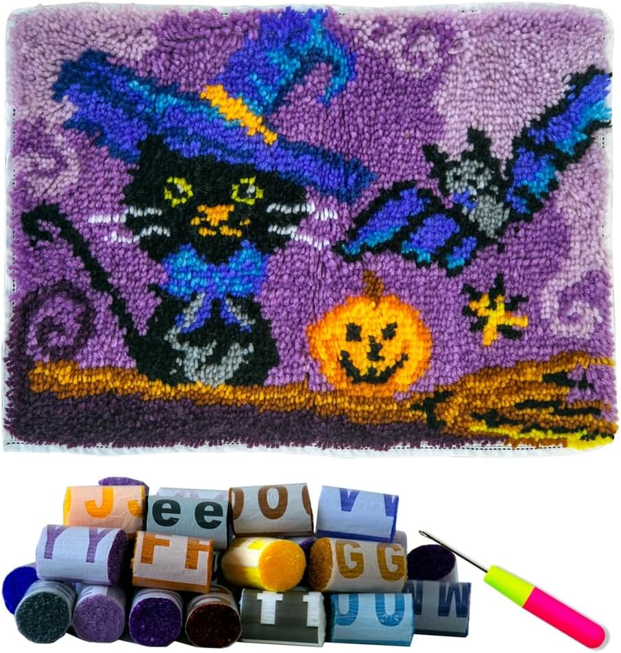 Amazon.com: DL-YTG Latch Hook Kits Rug Halloween Crochet Yarn Cushion ...