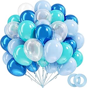 Amazon.com: BAUANOOY Ocean Balloons, 60pcs 12 Inch Turquoise Balloons Transparent Balloons ...