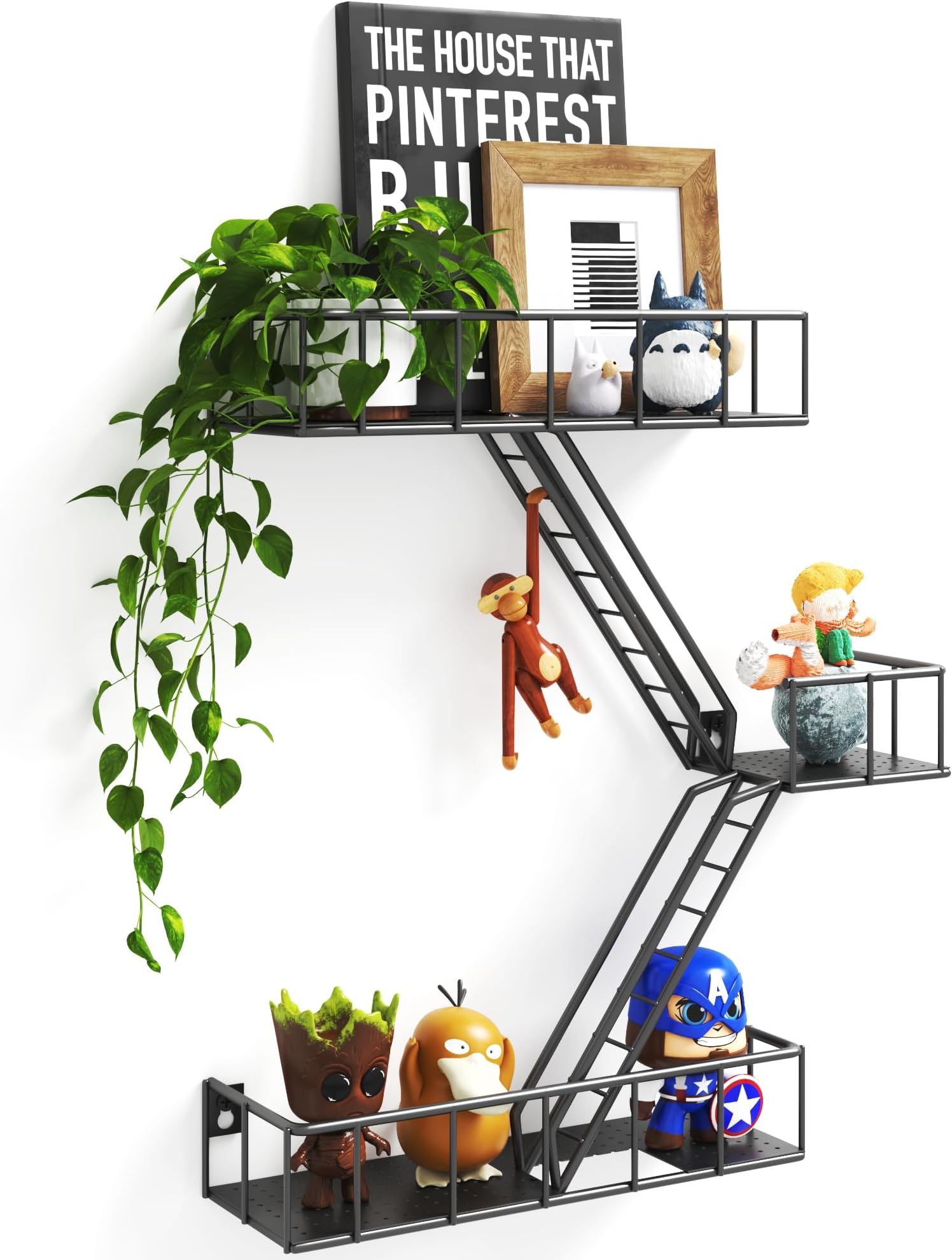 Amazon.com: MVPSONAG Metal Fire Escape Ladder Shelf Wall Storage, 3 ...