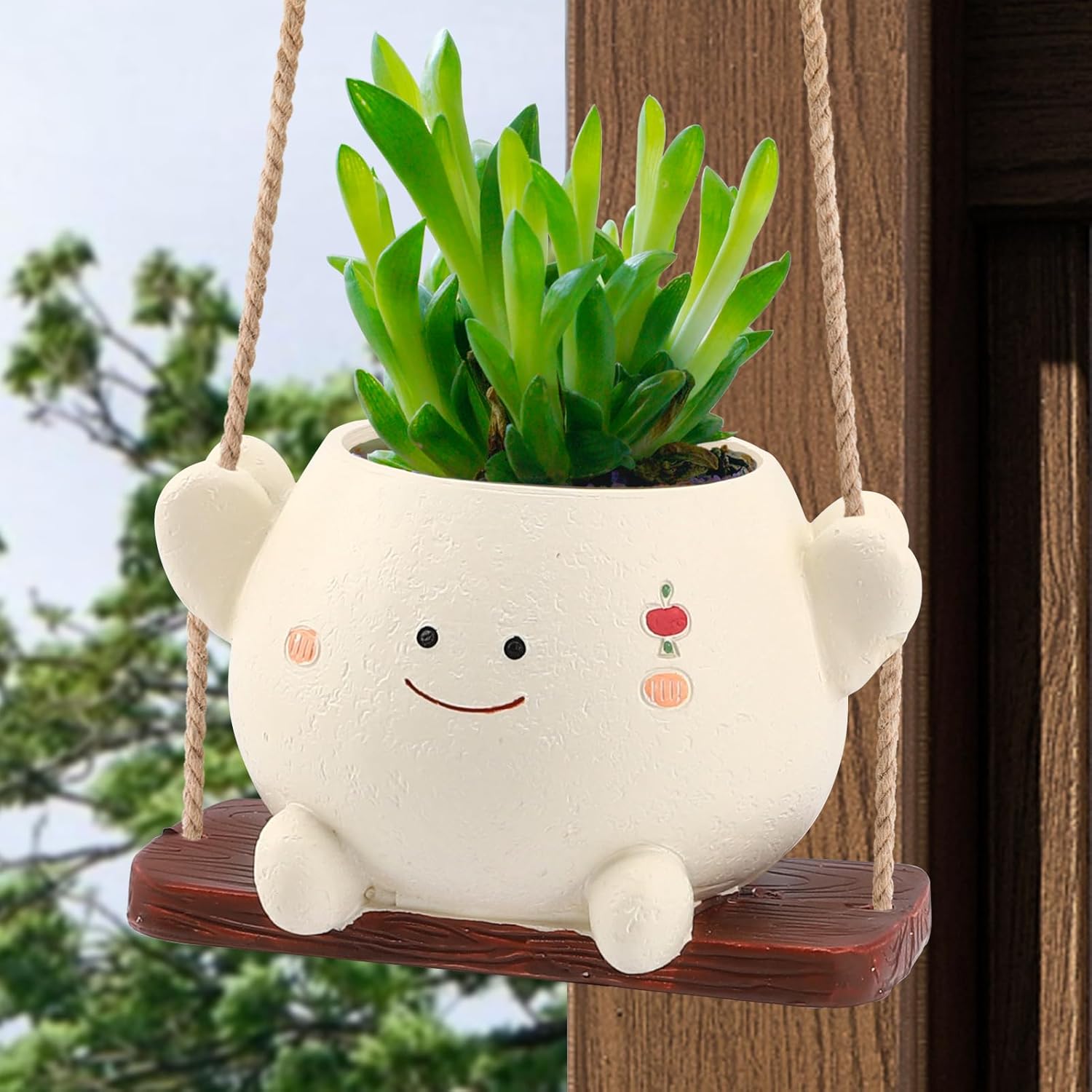 Swing Smiley Face Planter Pot Head, Small Hanging Planter for Indoor ...