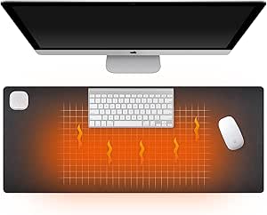 Amazon.com : FKWin Heated Desk Mat, PU Leather Large Heated Mouse Pad ...