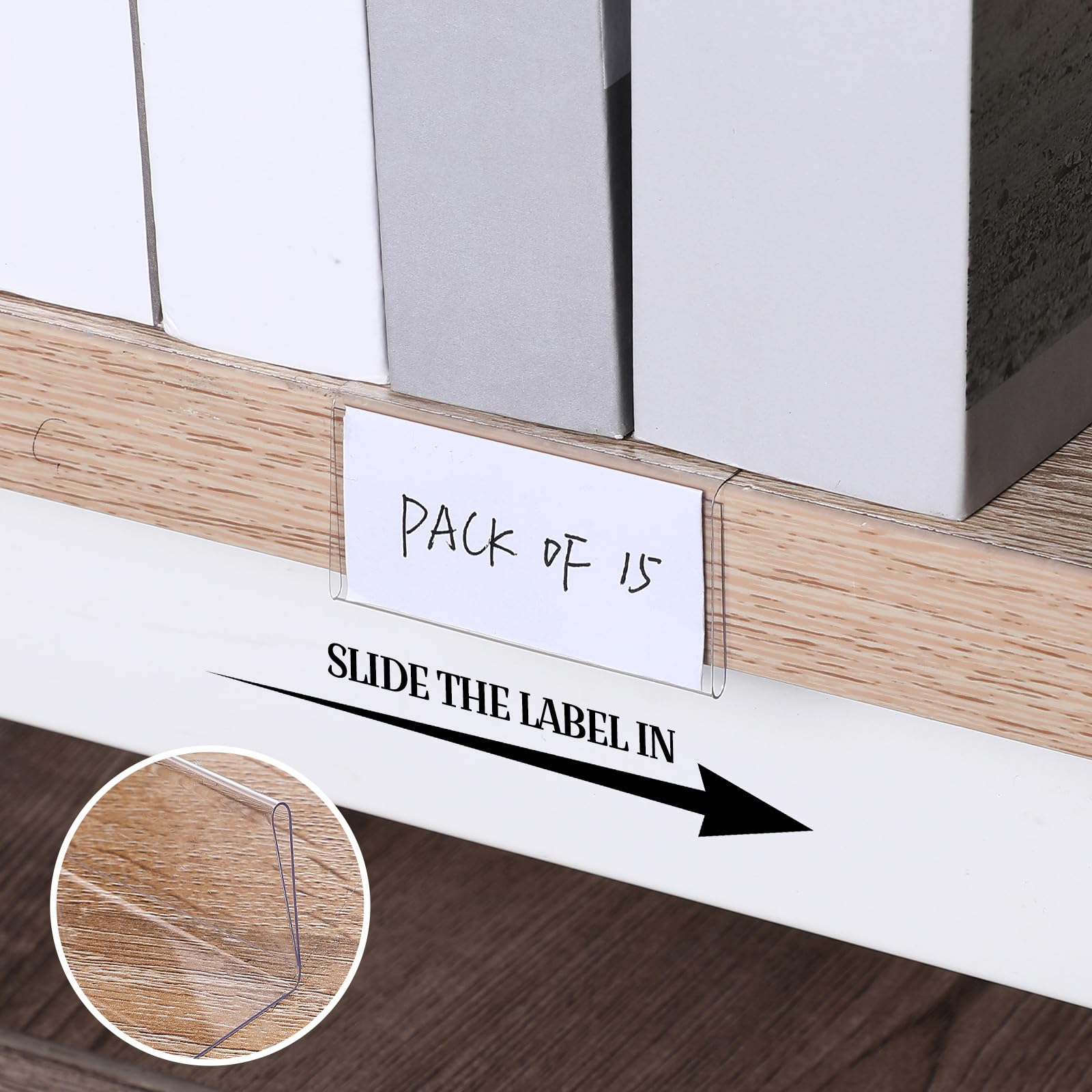 Shelf Labels 50 Pcs Clear Shelf Label Holders With Inserts - Movable ...