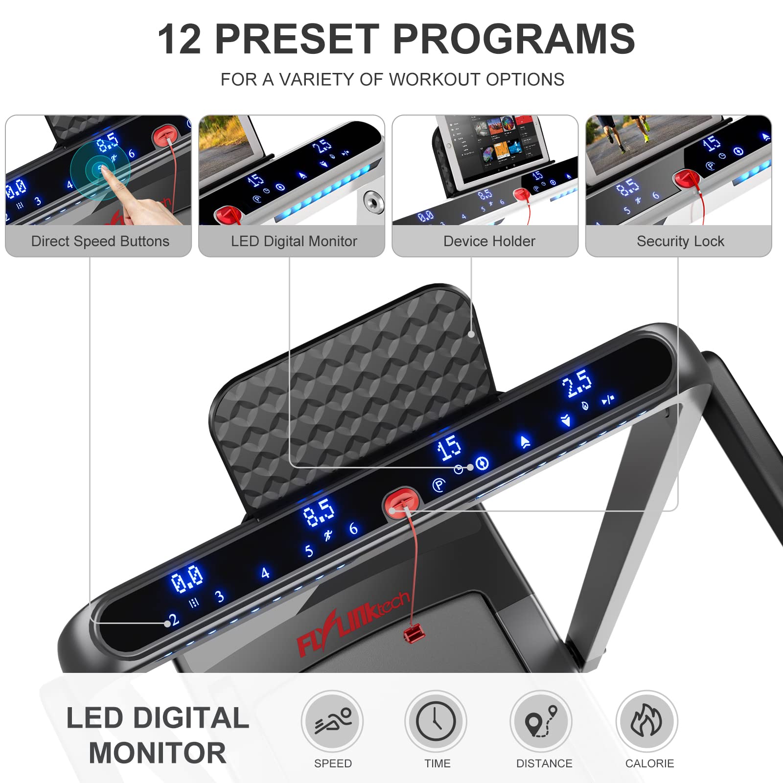 Snapklik.com : FLYLINKTECH 2 In 1 Folding Treadmill, 225HP Under Desk ...