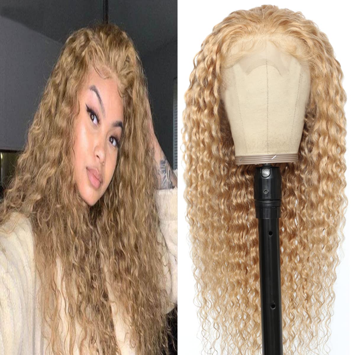 Amazon.com : YiweYowe 4x4 Lace Closure Wigs Human Hair 4x4 #27 Wigs ...