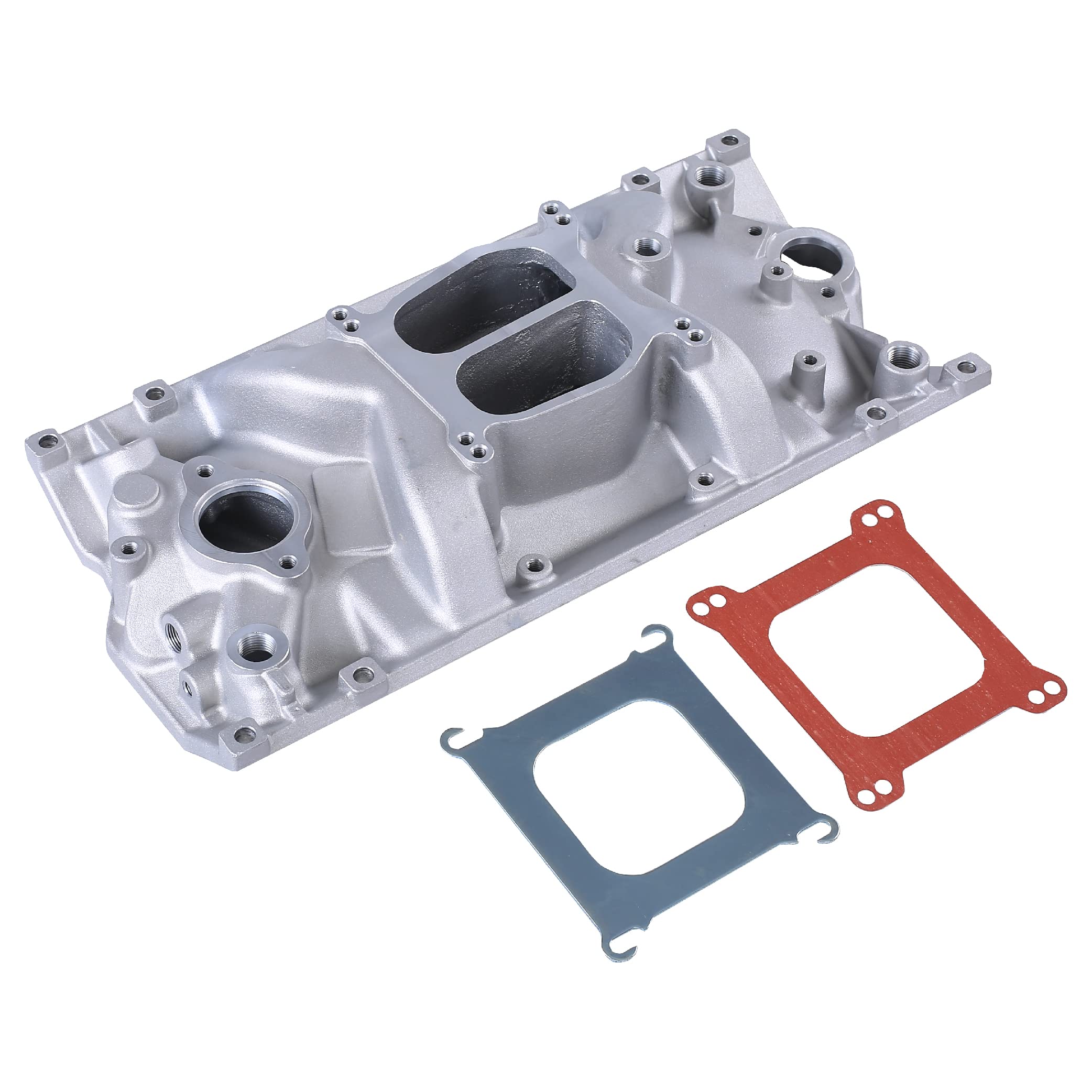 Snapklik.com : FGJQEFG Intake Manifold Satin Aluminum Dual Plane Compatible
