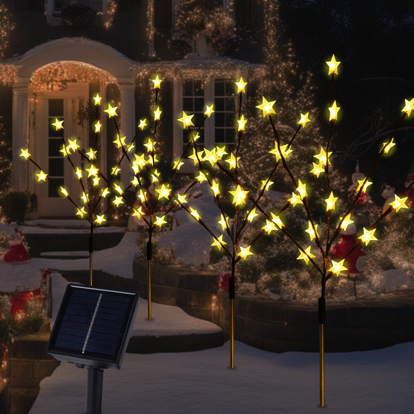 BRIGHTDECK Solar Star Christmas Pathway Lights, 4 Pack Christmas ...
