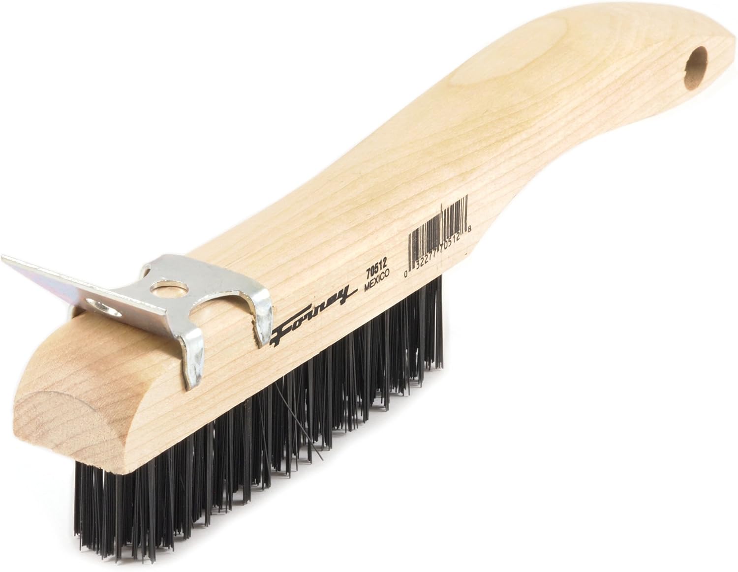 Forney 70512 Wire Scratch Brush, Carbon Steel with Wood Shoe Handle and ...