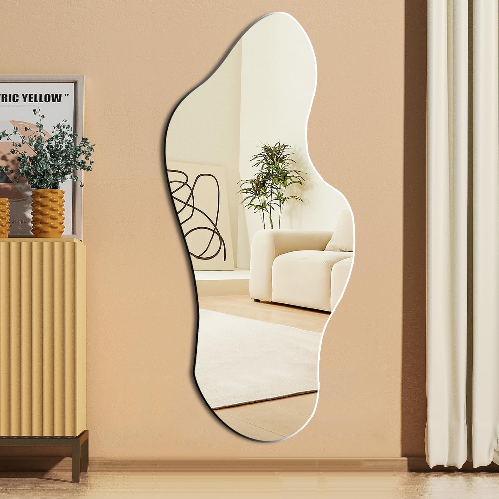 Amazon.com: SANHUAMAO Irregular Wall Mirror, Asymmetrical Wall Mounted ...