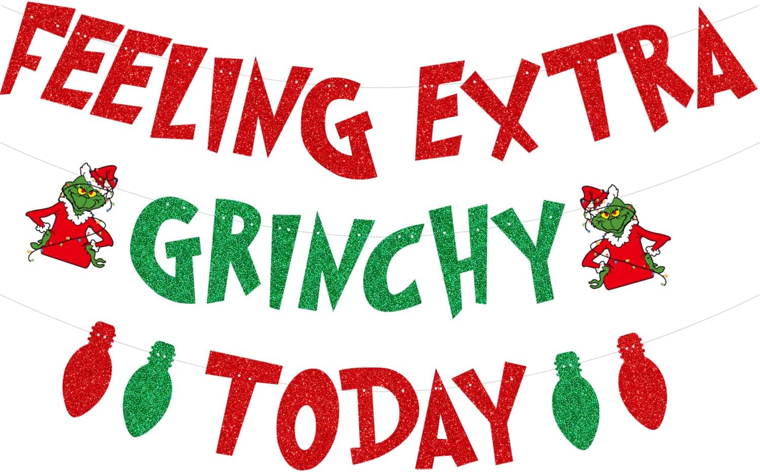 Amazon.com: Feeling Extra Grinchy Today Banner, Merry Grinchmas Party ...