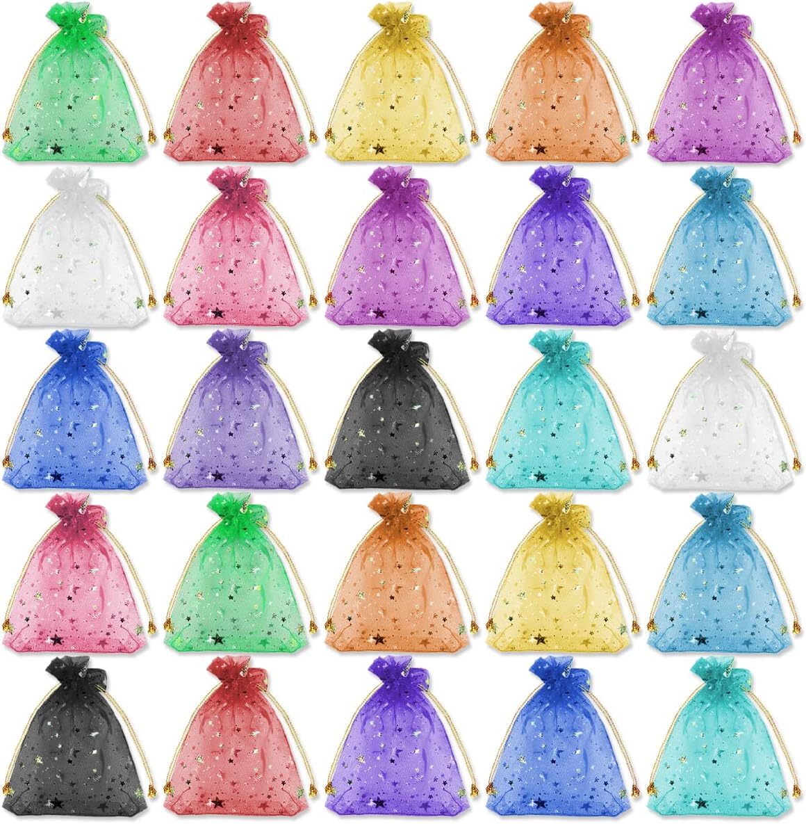 HAIKING Organza Jewelry Gift Bags, 50 PCS Colorful Coral Organza Candy ...