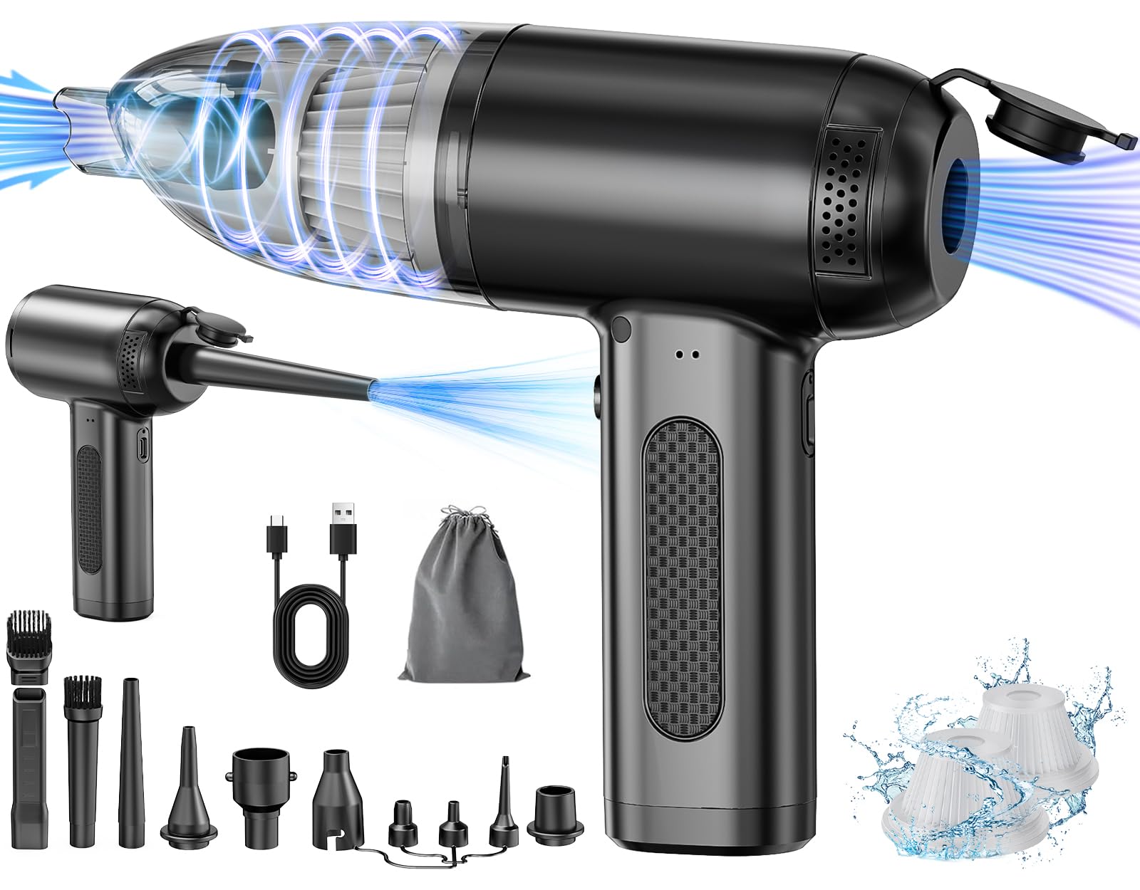 Amazon.com: USION Car Vacuum Portable Cordless, 13000Pa Handheld Car ...