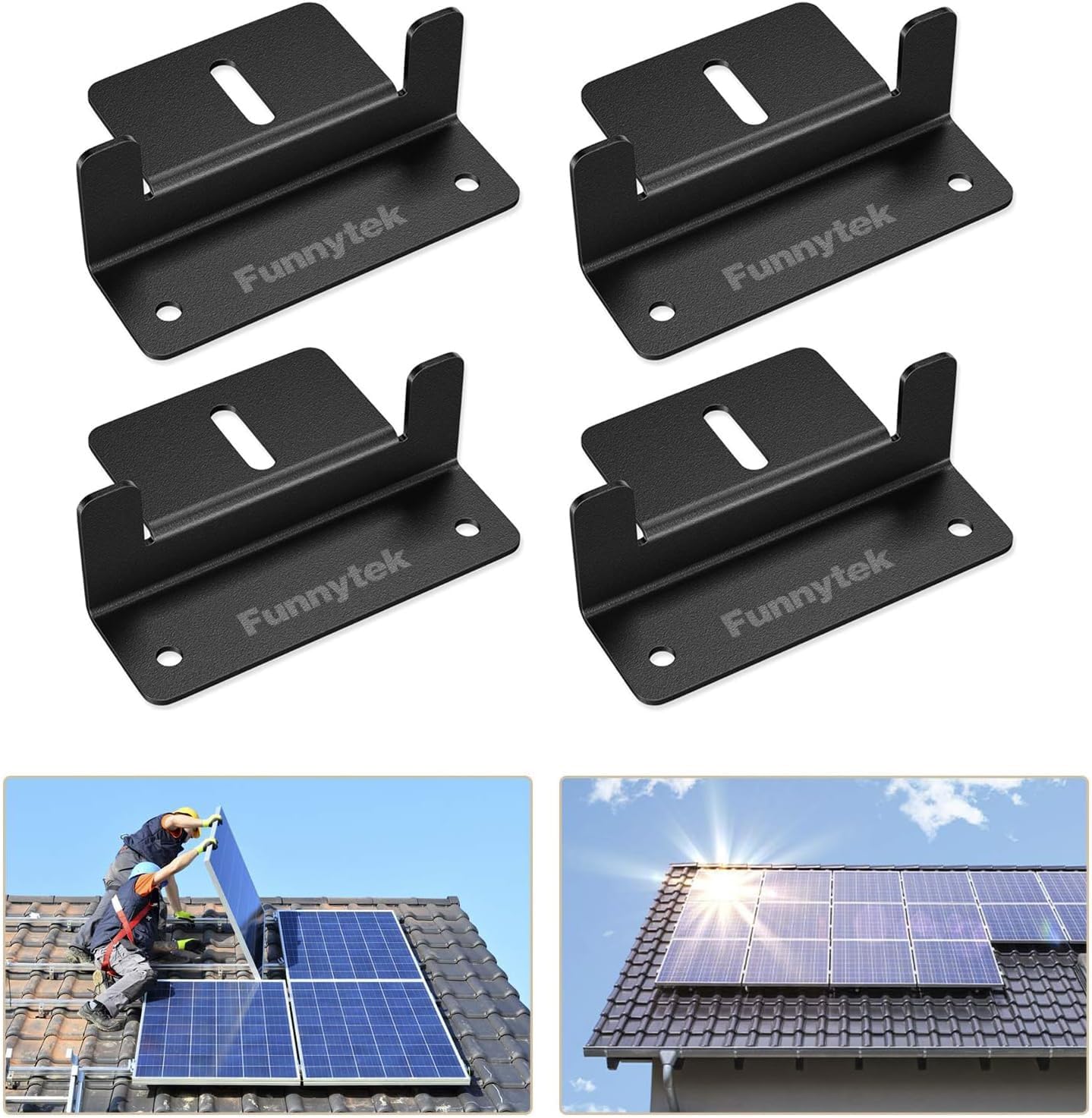 Amazon.com: 4Pcs Solar Panel Mounting Brackets Black Anodized Aluminum ...
