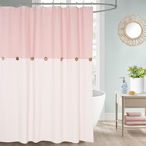 Amazon.com: DOSLY IDÉES Farmhouse Pink Shower Curtain for Bathroom ...