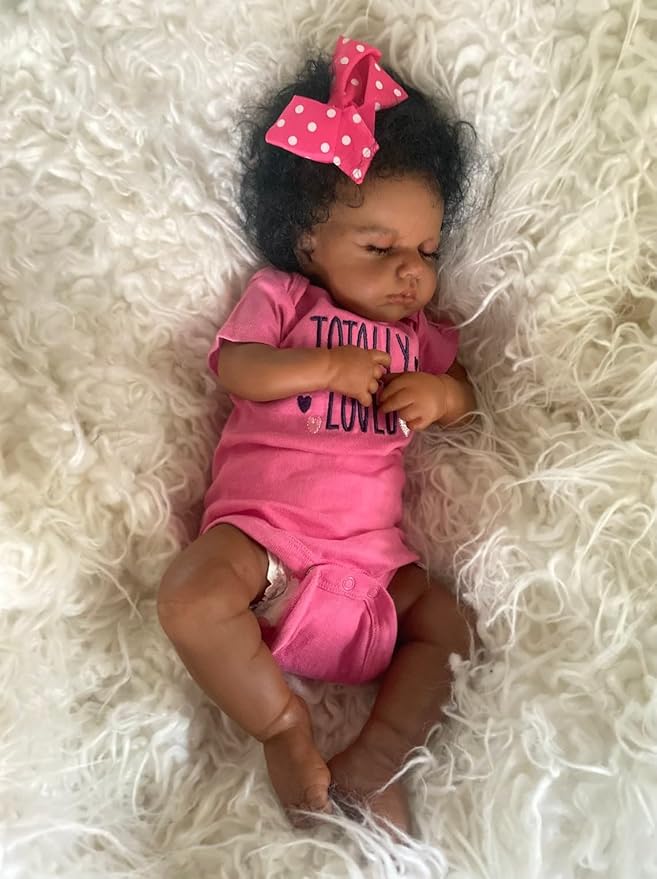 Amazon.com: Pinky Reborn Baby Doll Black Girl 20 Inch Realistic Newborn ...