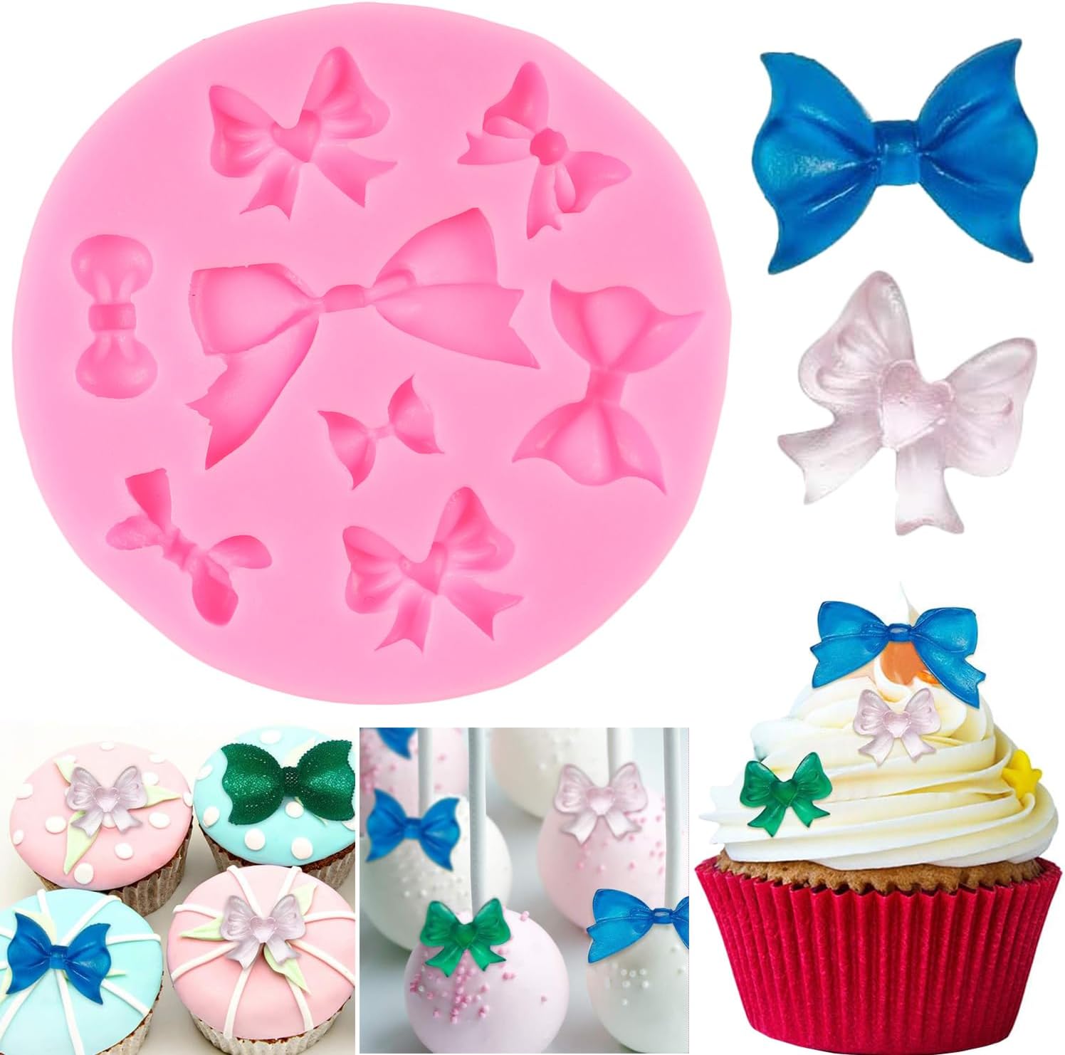 Amazon.com: Mini Bows Silicone Fondant Molds Sugar Candy Cake Pop Bow ...