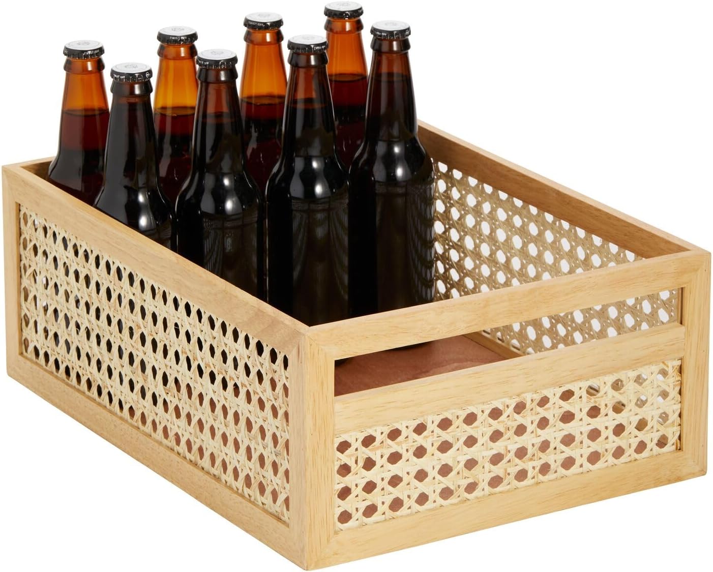 Amazon.com - mDesign Large Wooden Rectangular Organizer, Natural Cane ...