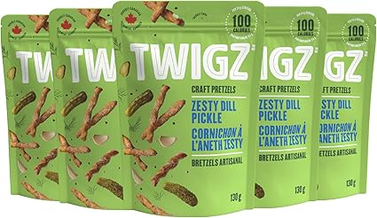 TWIGZ Craft Pretzel Sticks - Zesty Dill Flavor | Pack of 6 Individual ...
