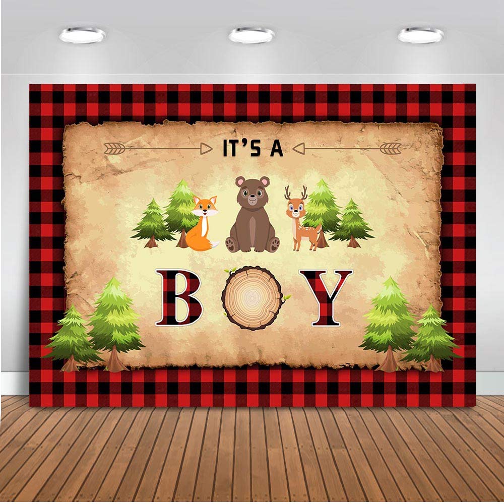 Mocsicka Wild One Photo Backdrop Its A Boy Woodland Bear | Desertcart ...