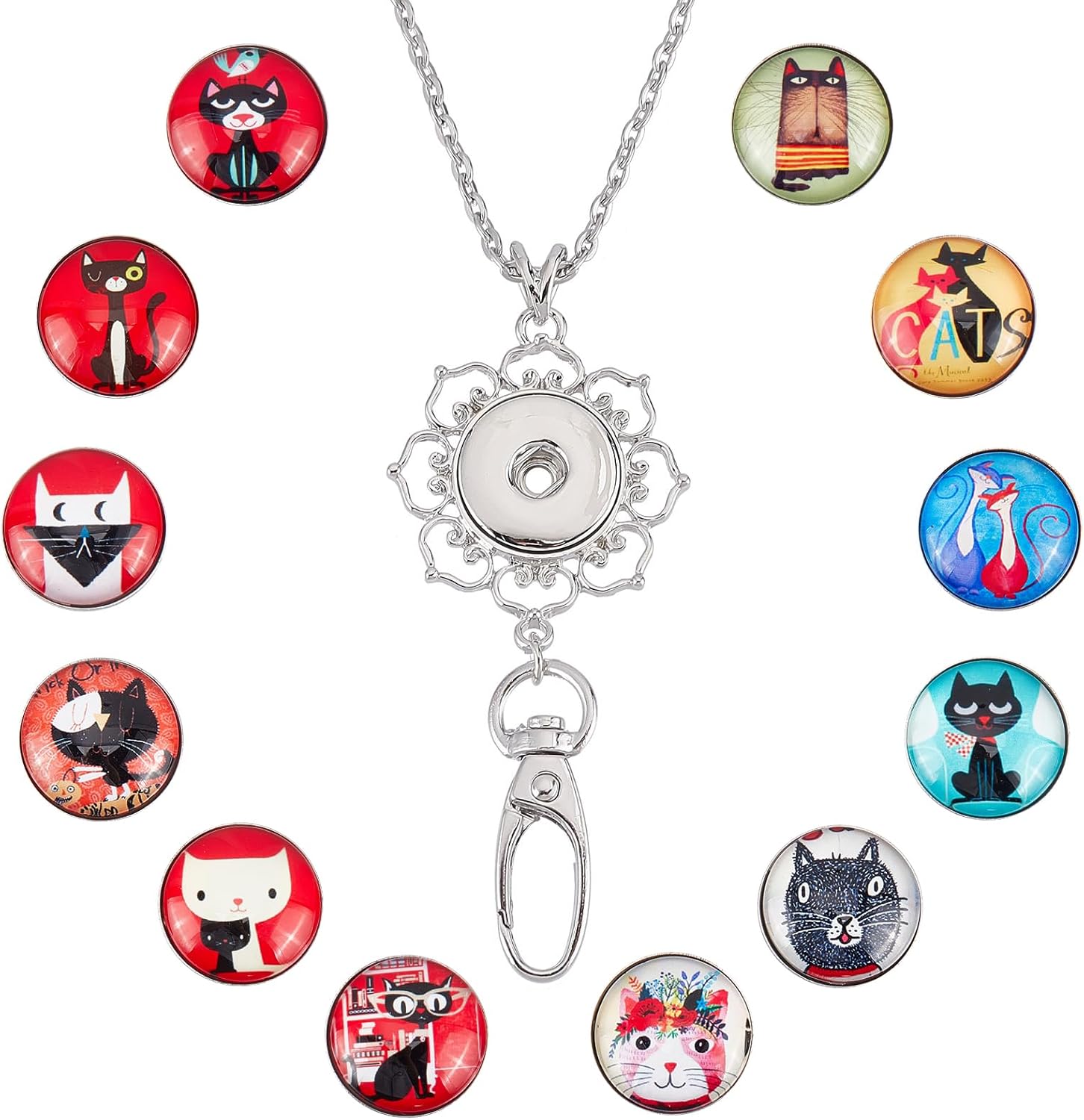 Amazon.com: SUNNYCLUE 1 Box 12Pcs ID Badge Lanyard Cute Snap Button ...