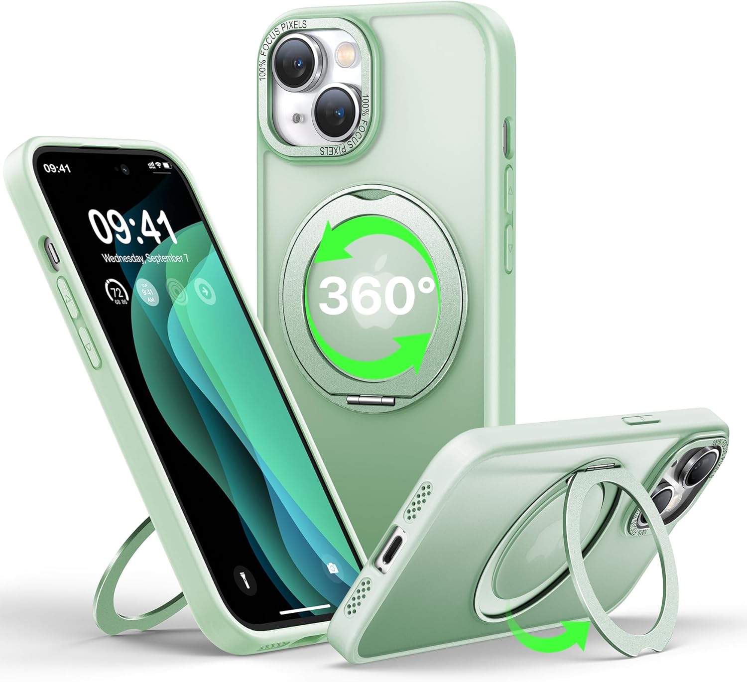 Amazon.com: QTlier case for iPhone 14, 360 Rotatable Ring Stand, Raised Camera Frame, Shockproof ...