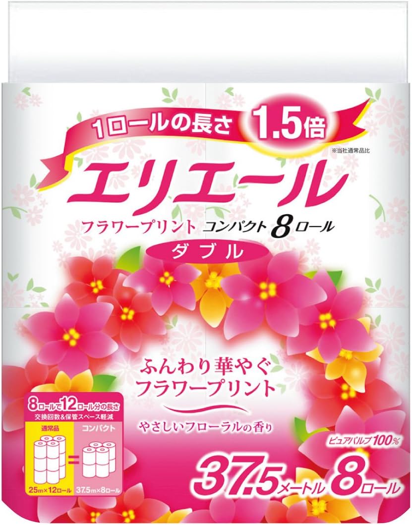 Amazon.com: Japan Personal Care - Elleair Toilet Tissue Flower Print ...