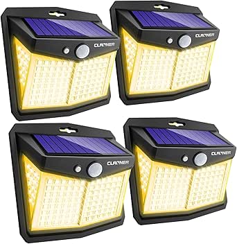 CLAONER Solar Powered Lights Outdoor, Upgraded Wireless 270° IP65 Solar ...