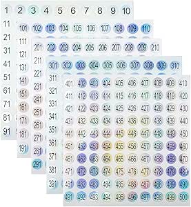SaktopDeco 15 Sheets Mini Number Stickers 1 to 500 Round Labels ...