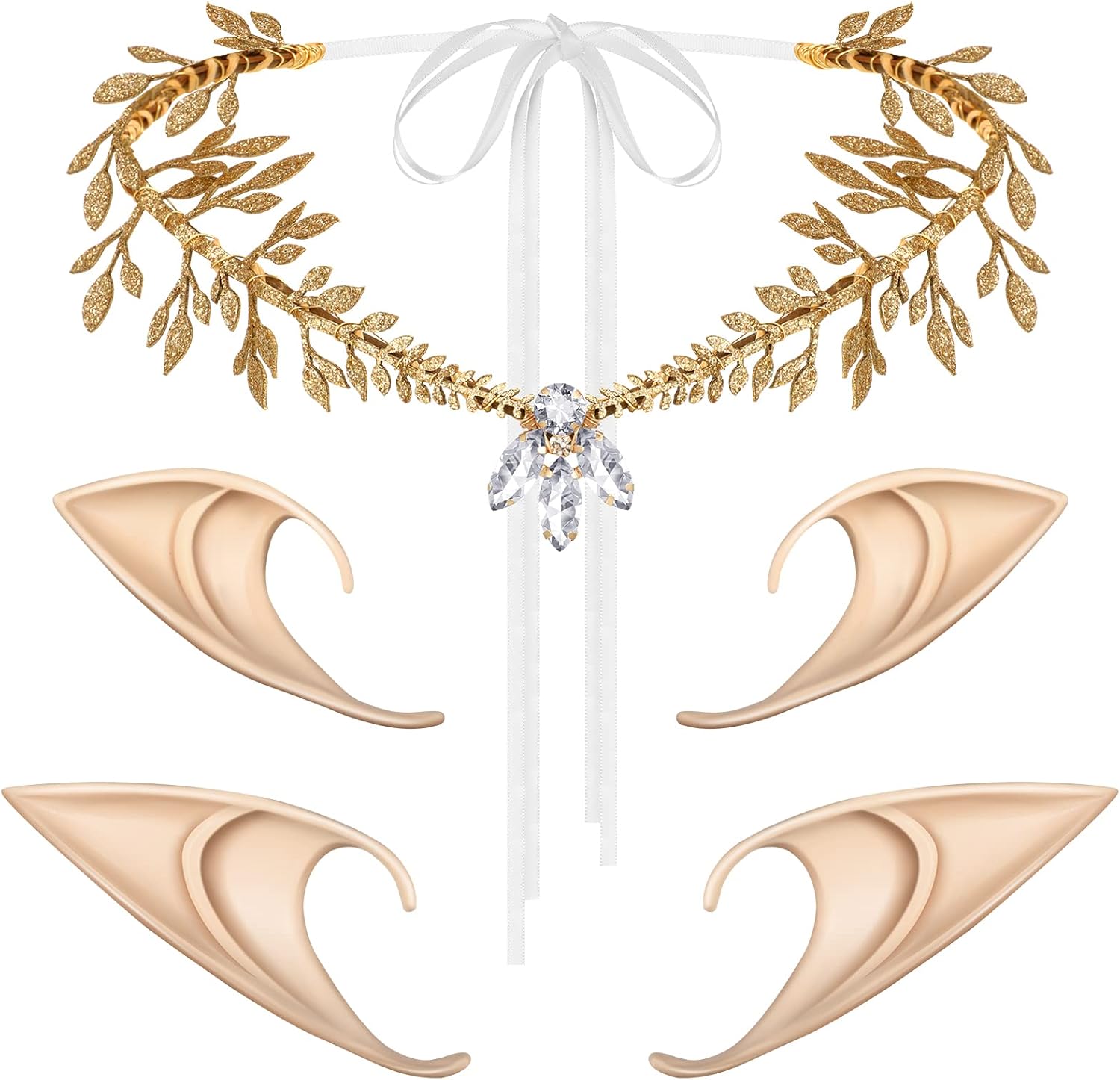Amazon.com: Bonuci Elf Headpiece and Elf Ear Set 2 Pairs Soft Elf Ears ...