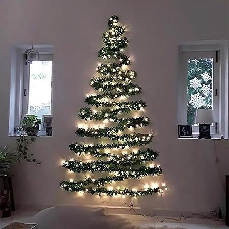 Wall Mounted Christmas Twig Tree With LED Lights, Christmas Tree Wall ...