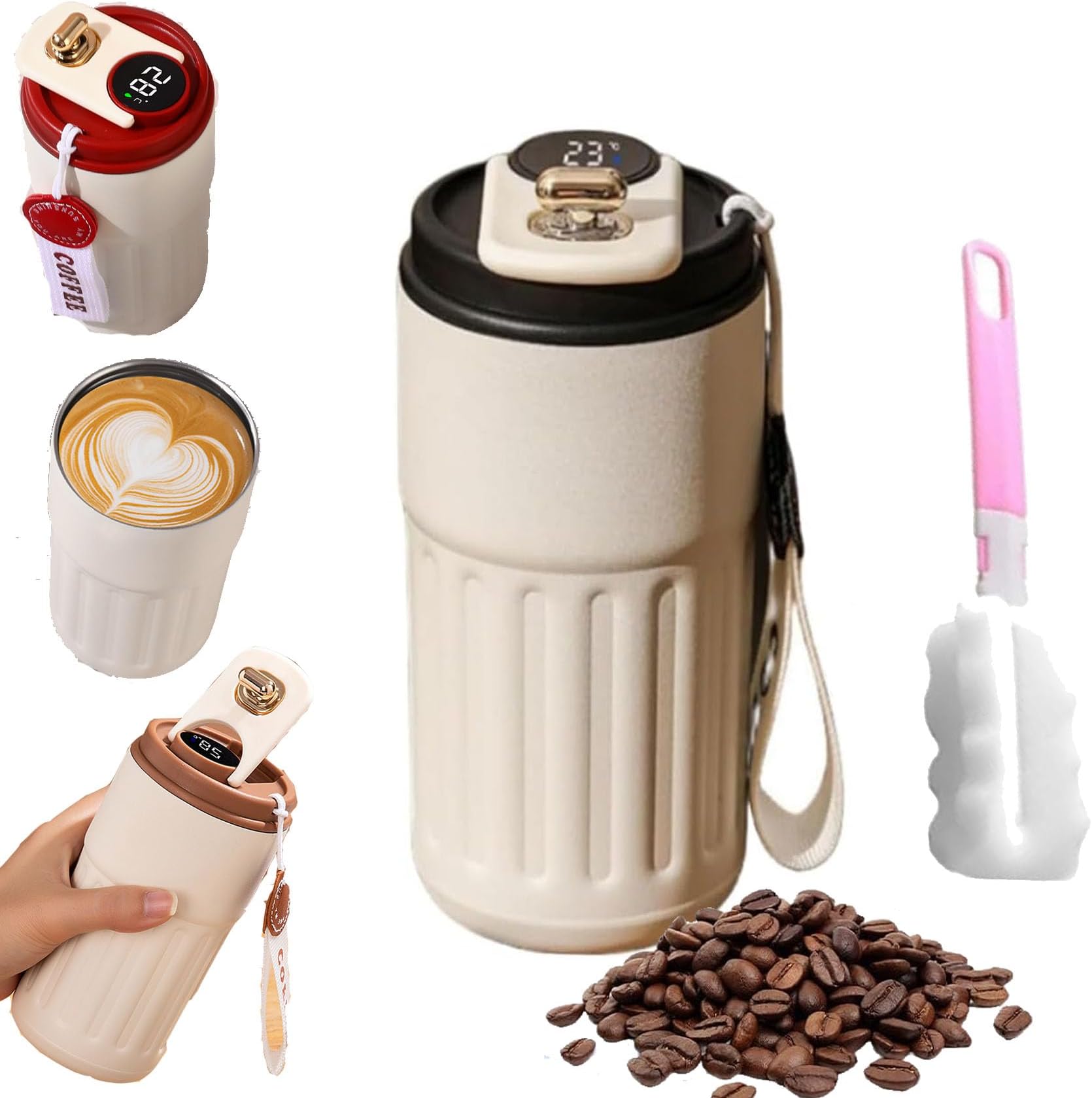 Amazon.com: Smart Coffee Thermos, Coffee Cup With Temperature Display ...