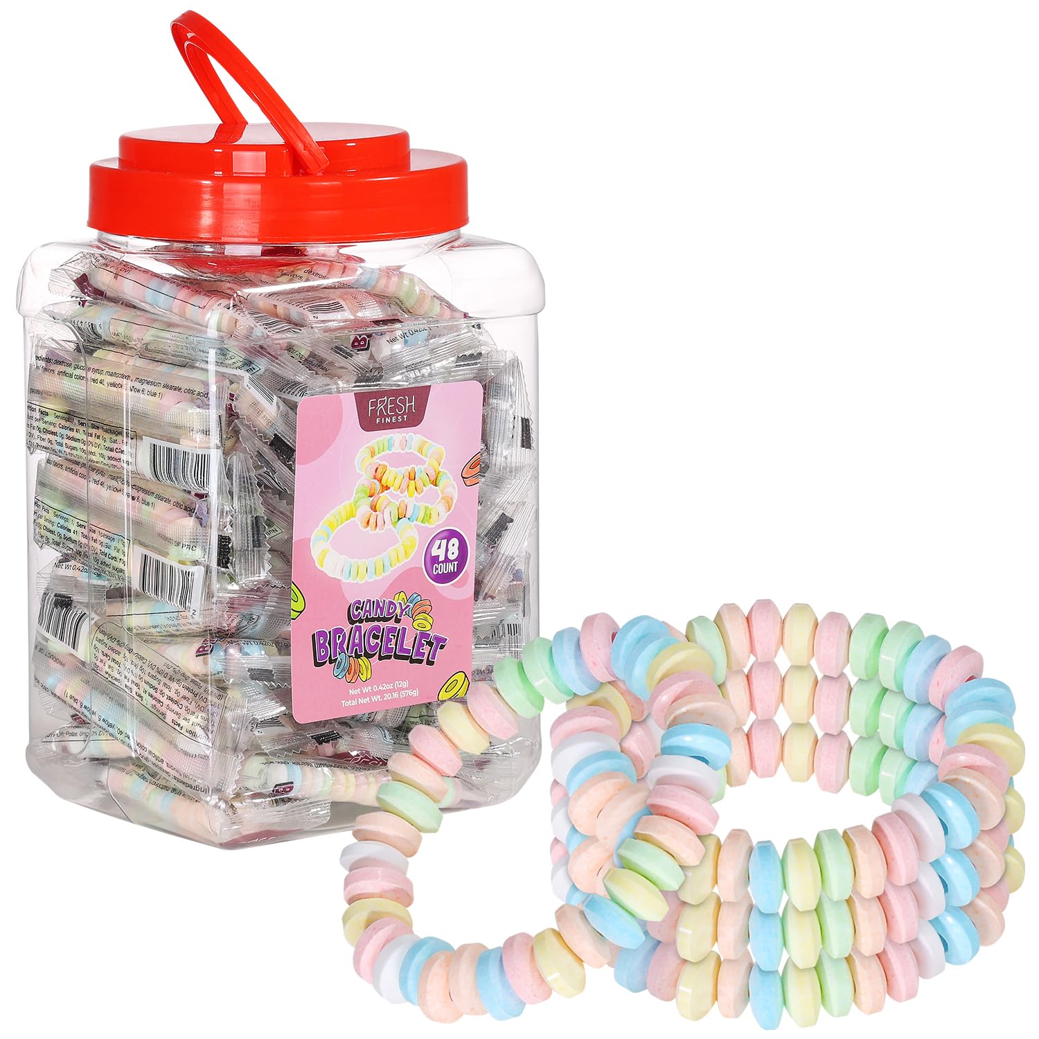 Amazon.com : Fresh Finest 48-Count Bulk Candy Bracelets - Individually ...