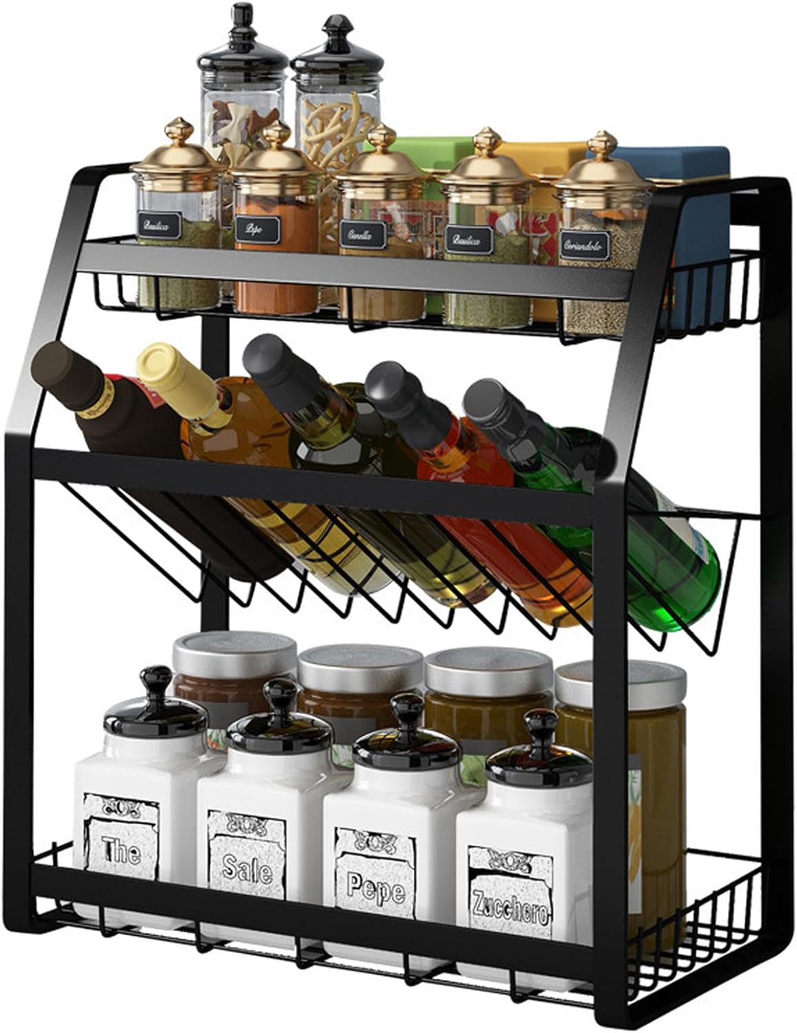 Warmiehomy 3 Tier Spice Rack Organiser Free Standing Spice Racks Spice ...