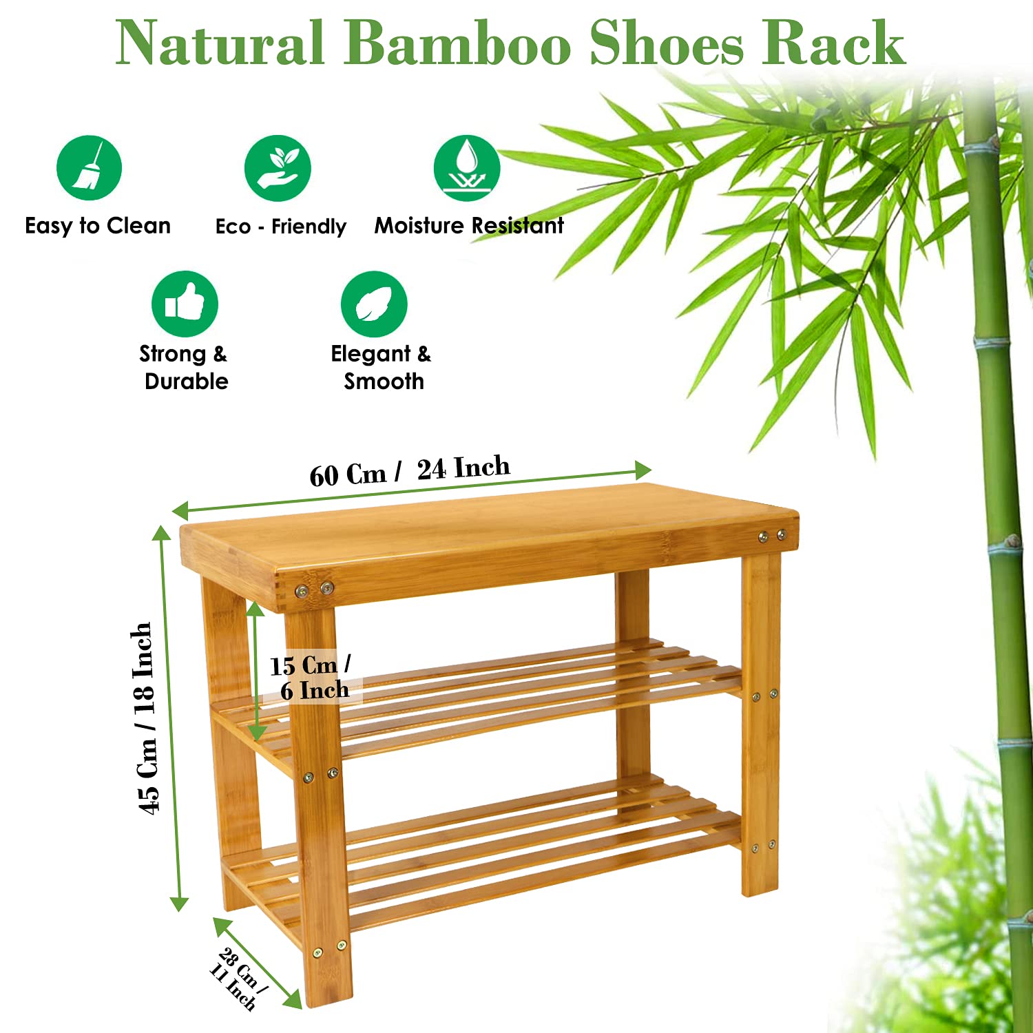 Buy HOKIPO Shoe Rack for Home with Seating | 2 Tier Shoe Bench with ...