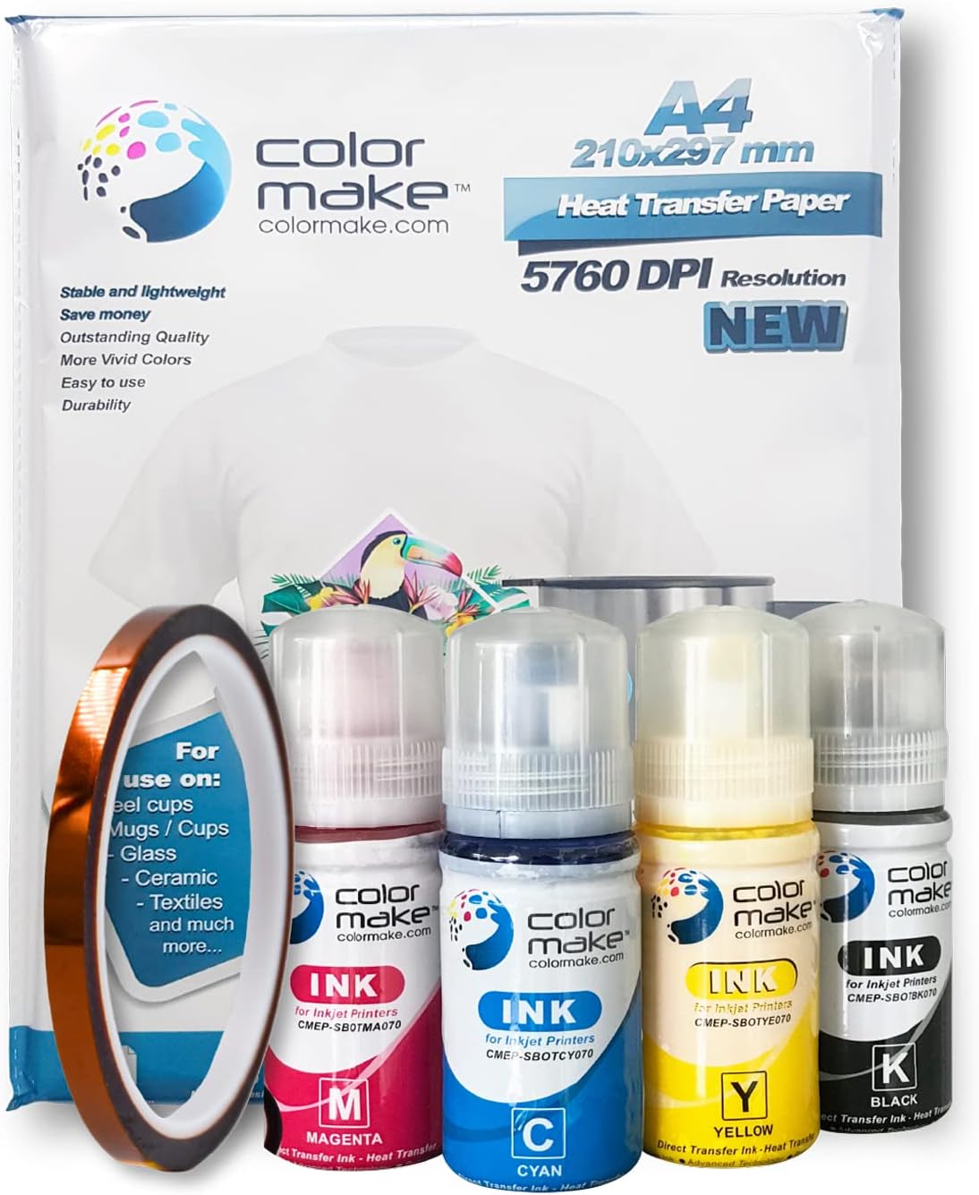 Color Make - Kit de 4 Tintas para Sublimación CMYK Botella Ecofit 70 ...