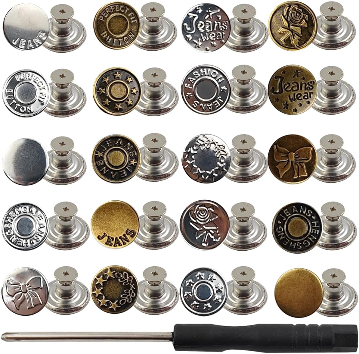 Amazon.com: TIHOOD 100PCS 17mm Jeans Buttons Replacement with ...