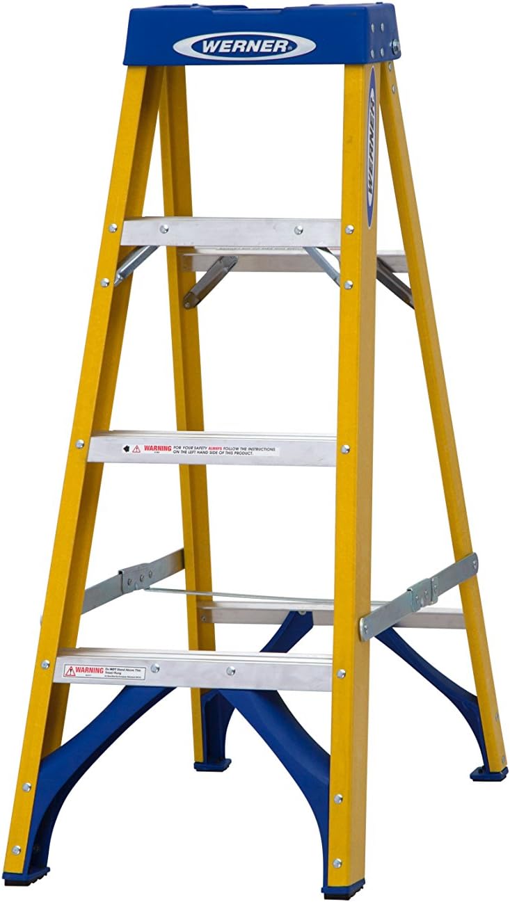 Werner 7160418 Escabeau 4 marches en Fibre de Verre Jaune Taille Unique ...