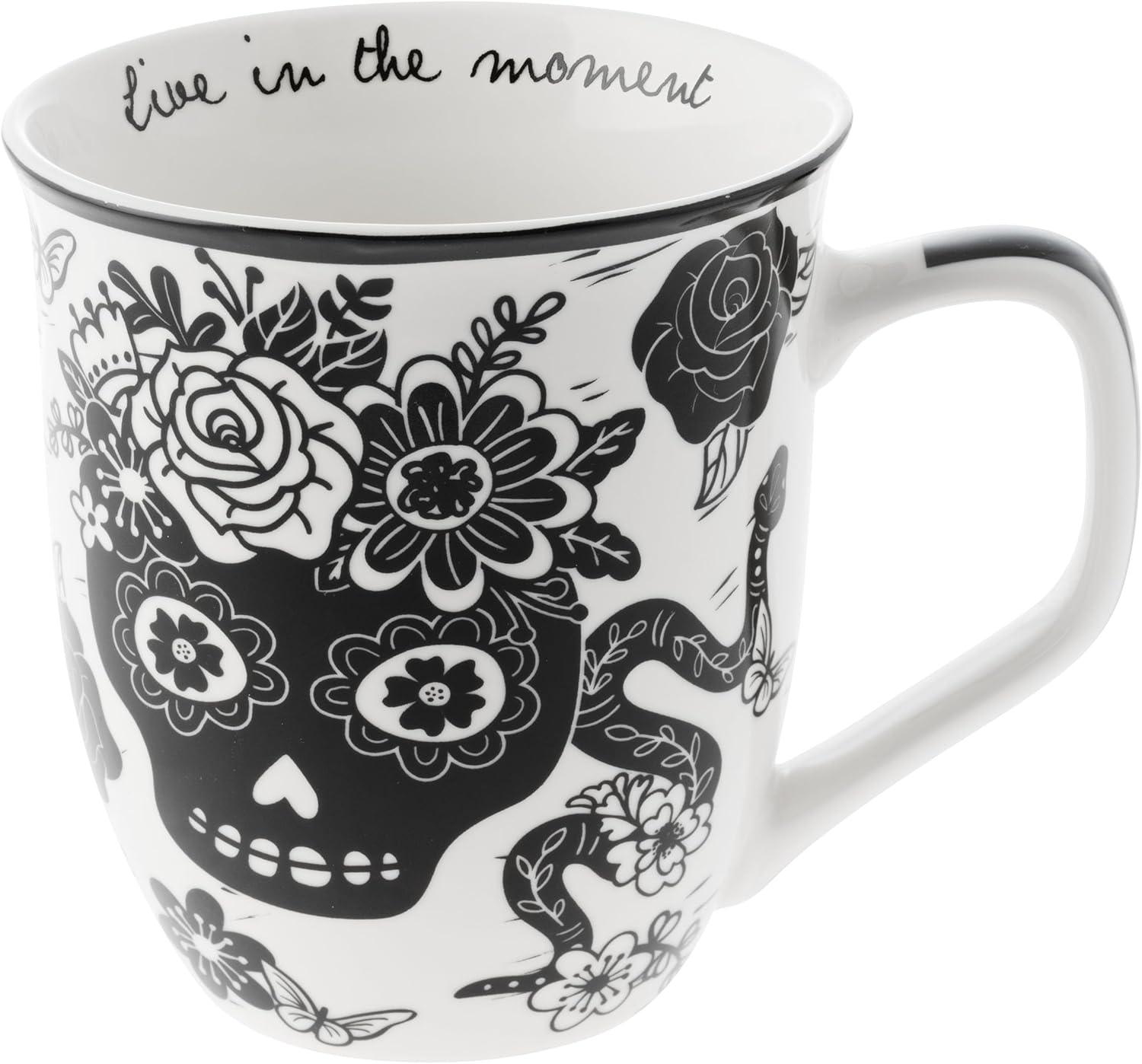 Amazon.com: Karma Gifts 14 oz Black and White Boho Mug Sugar Skull ...