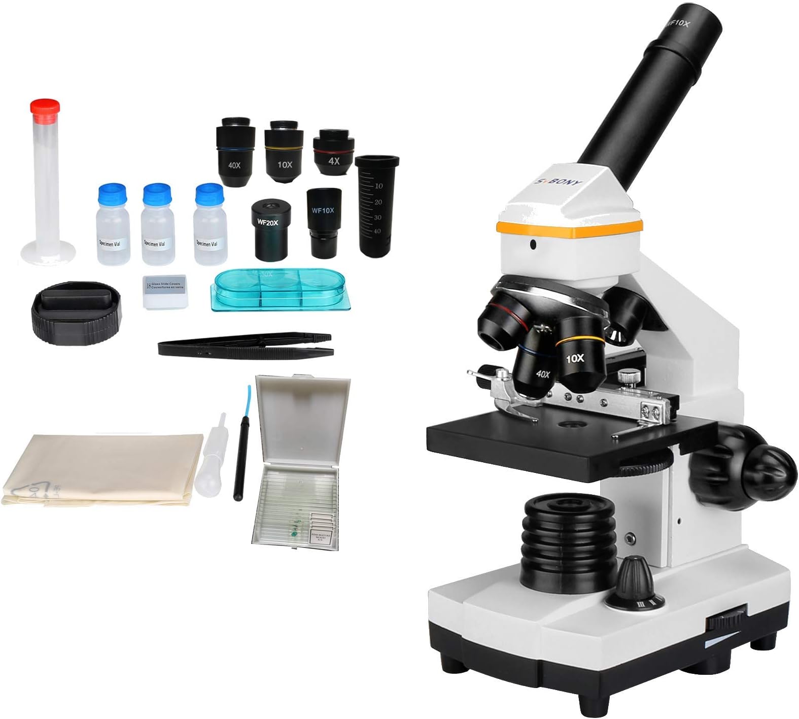 Monocular Microscope for Students and Kids, 200-2000x Magnification ...