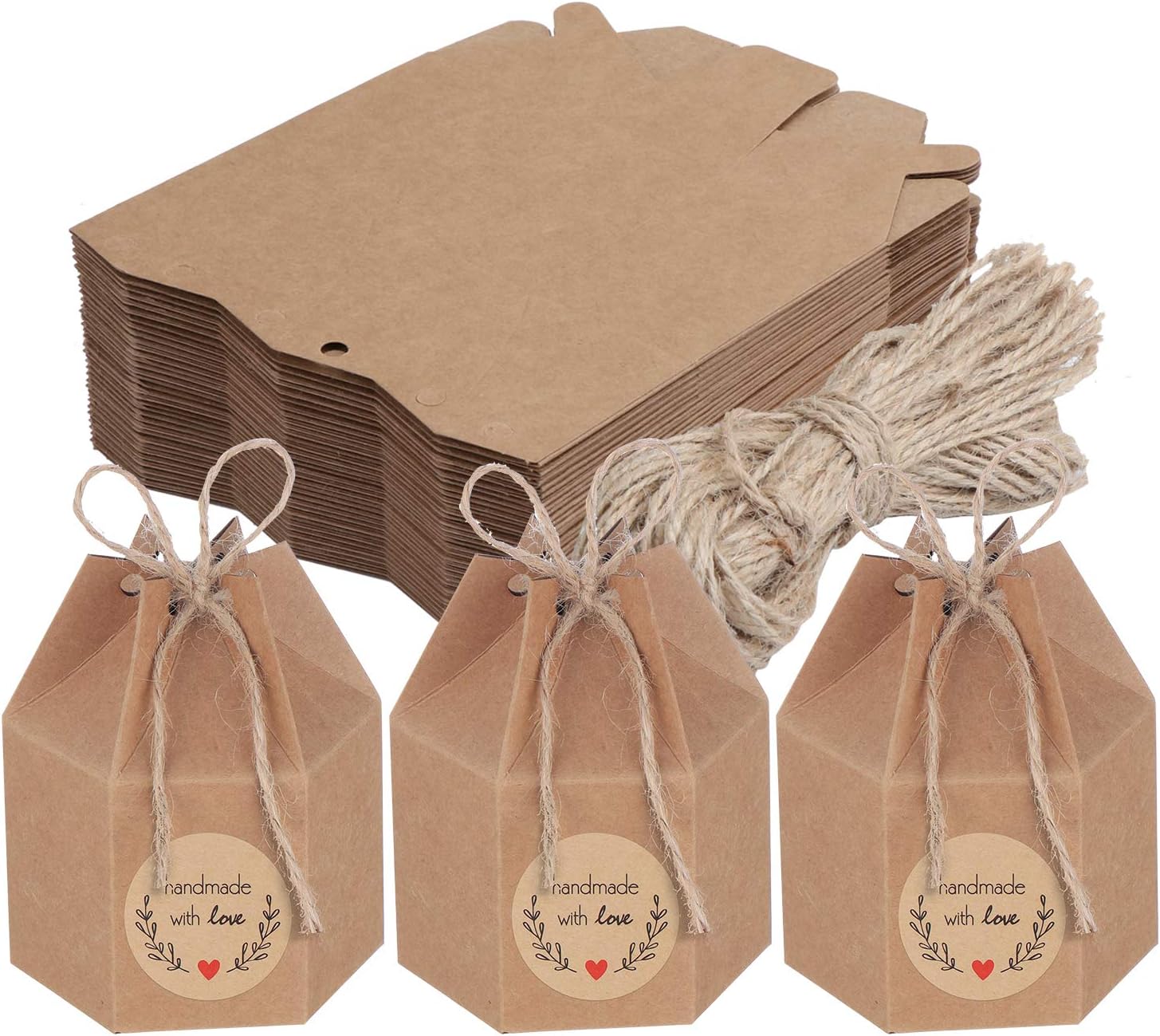 TsunNee 50PCS Craft Paper Candy Boxes, Hexagon Sweet Wedding Favour ...