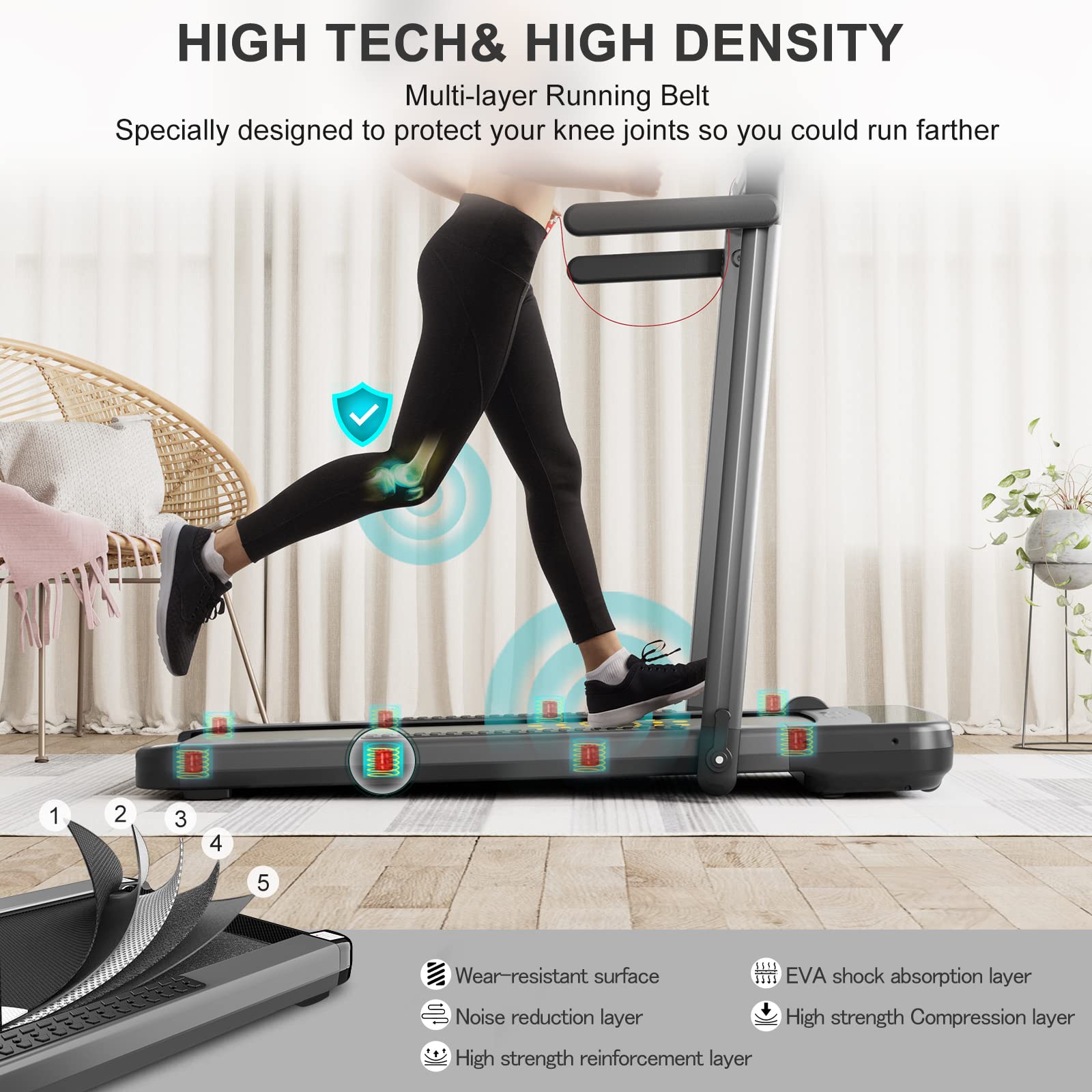 Snapklik.com : FLYLINKTECH 2 In 1 Folding Treadmill, 225HP Under Desk ...